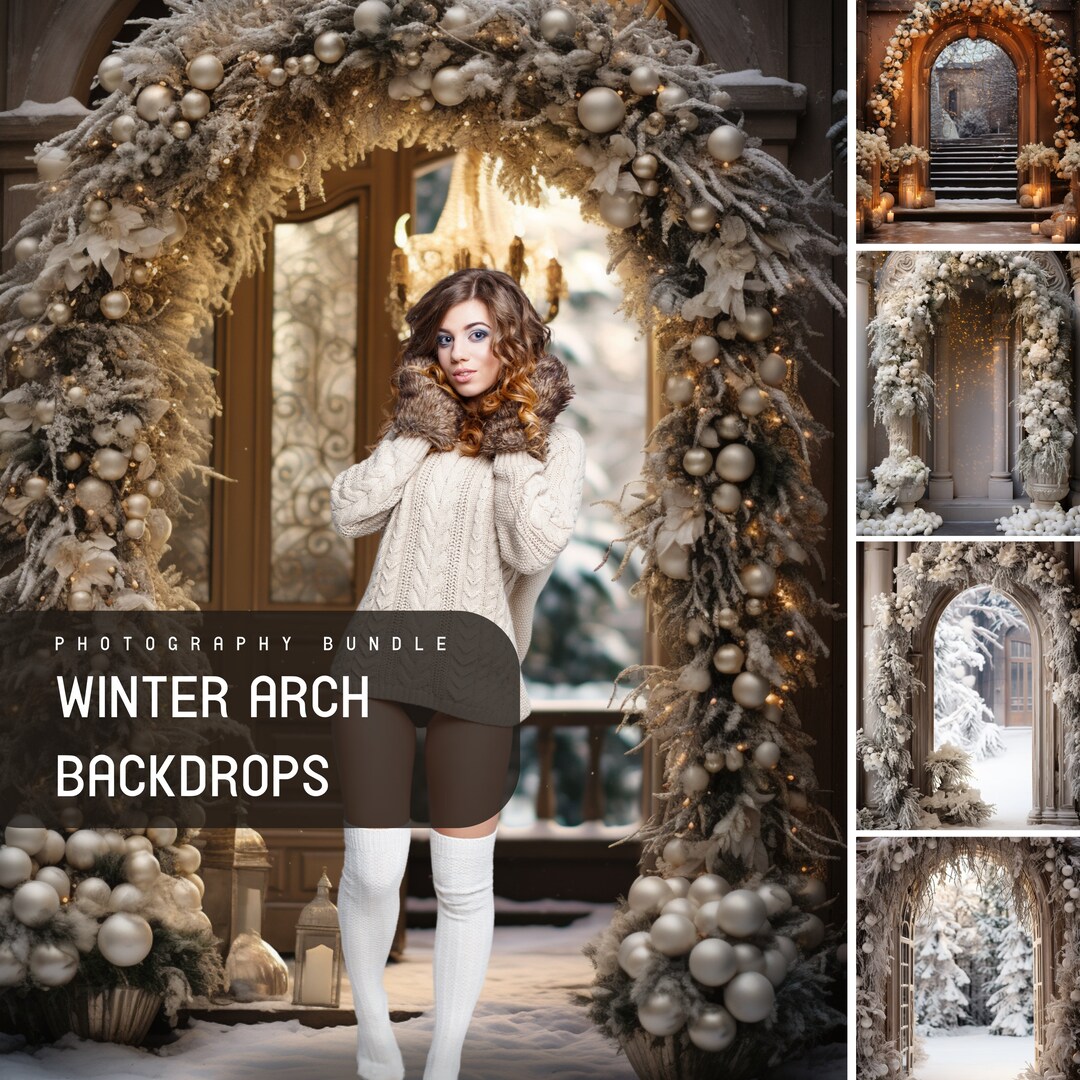 Winter Arch Backdrops, Magic Snow Digital Backdrop, Texture for ...