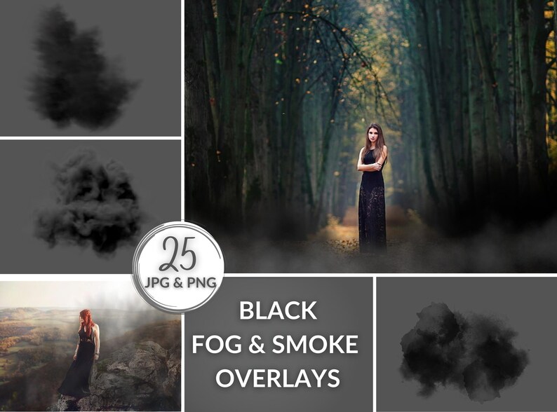 25 Black Fog and Smoke Overlays Mist Textures for Photoshop - Etsy