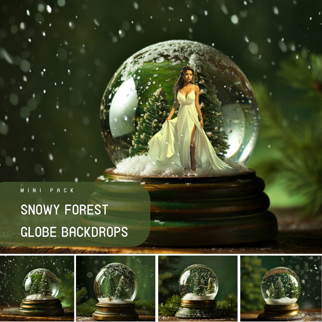 Snow Globe Backdrop, Snowy Forest Globe Backdrops, Fairy Globe, Summer ...