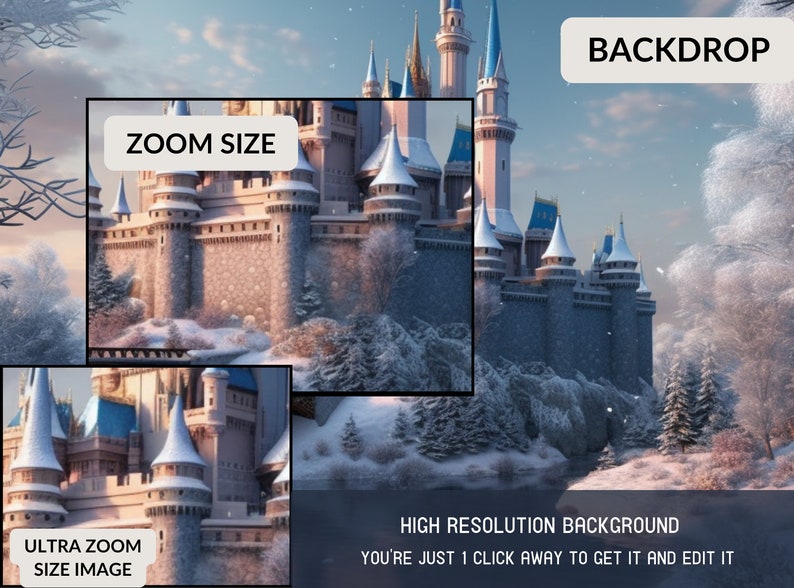 Castle Backdrop, Princess Castle, Photo Editing Pack, Winter Backdrop ...
