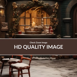 Cozy Christmas Bakery Cafe Digital Portrait Backdrop,festive Holiday ...