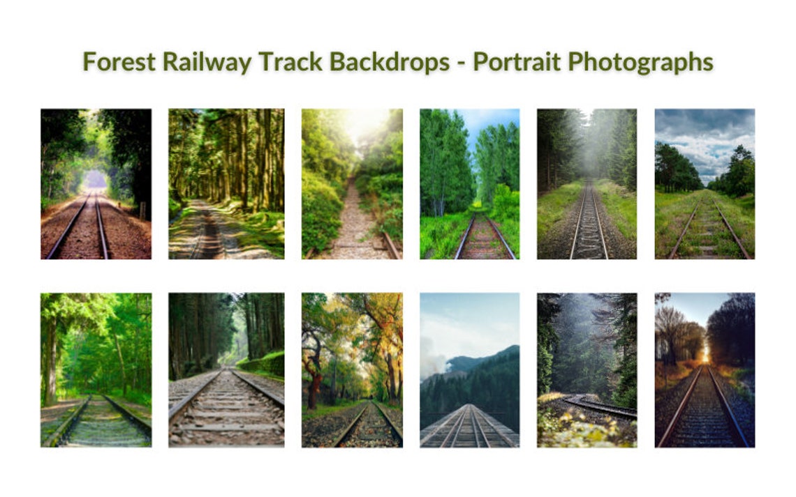 42 Forest Railway Track Digital Backdrops Photo Backgrounds - Etsy