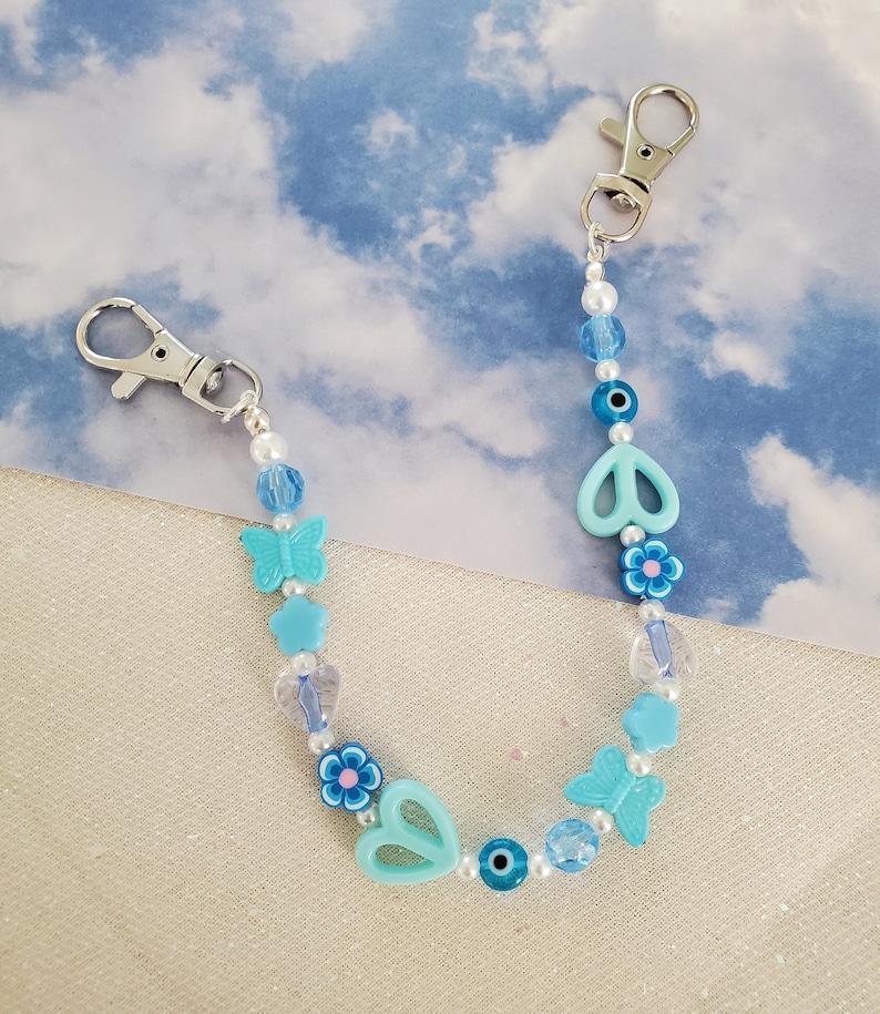 Blue Beaded Charm Chain for Pants Belt Loops - Etsy
