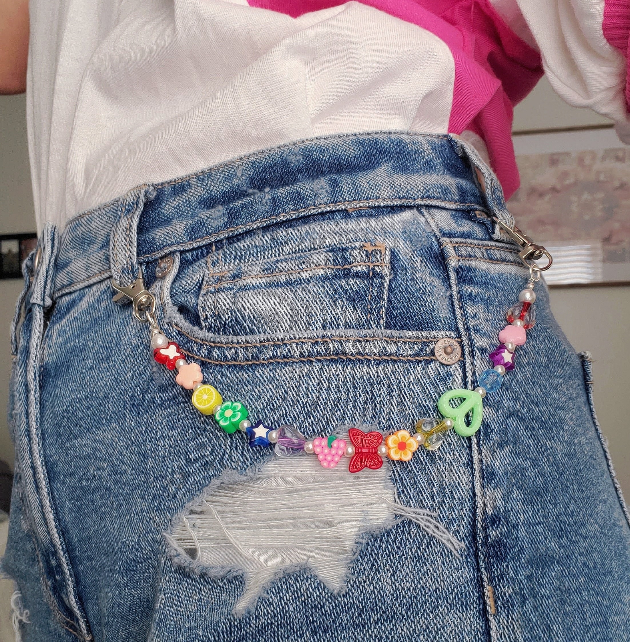 Rainbow Beaded Charm Chain for Pants Belt Loops - Etsy