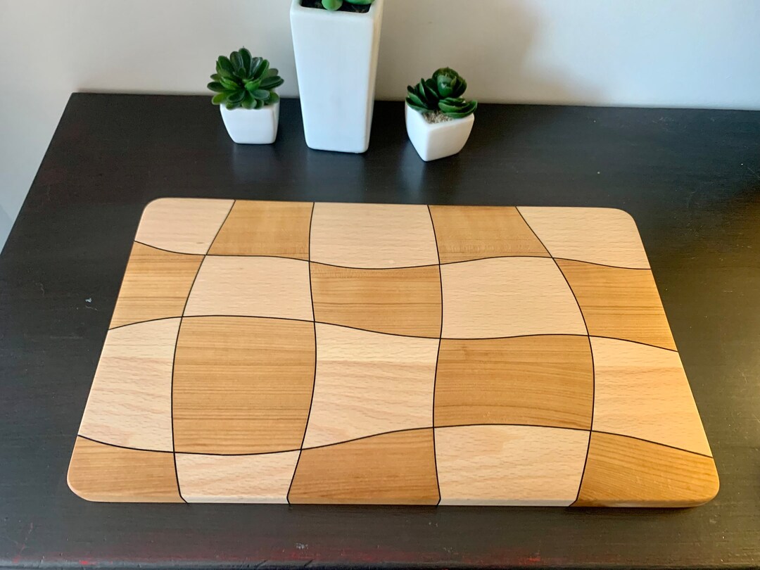 Alice face Serving Tray in Beech and Cherry Cutting Board Handcrafted ...