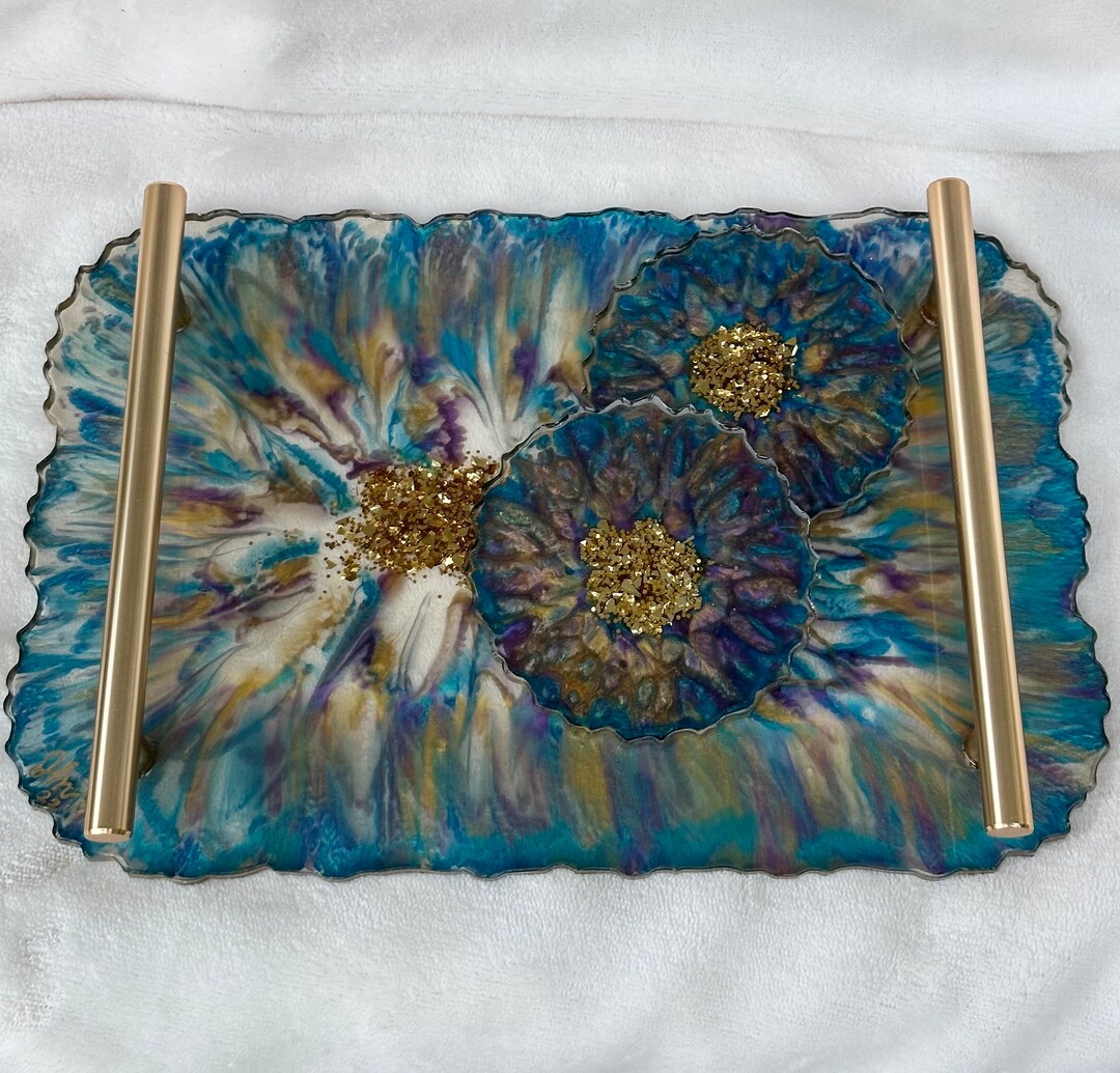 Epoxy Resin Decorative Tray With Coasters/vanity Tray/home Decor Tray ...