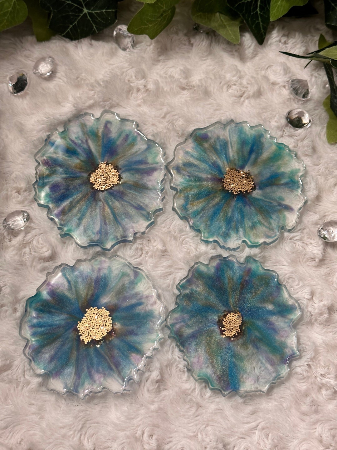 Flower Coasters/epoxy Resin Flower Coasters/epoxy Resin Home Decor ...