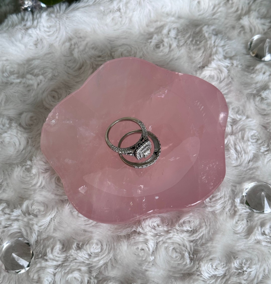 Rose Quartz Flower Dish/natural Rose Quartz Dish/polished Rose Quartz ...