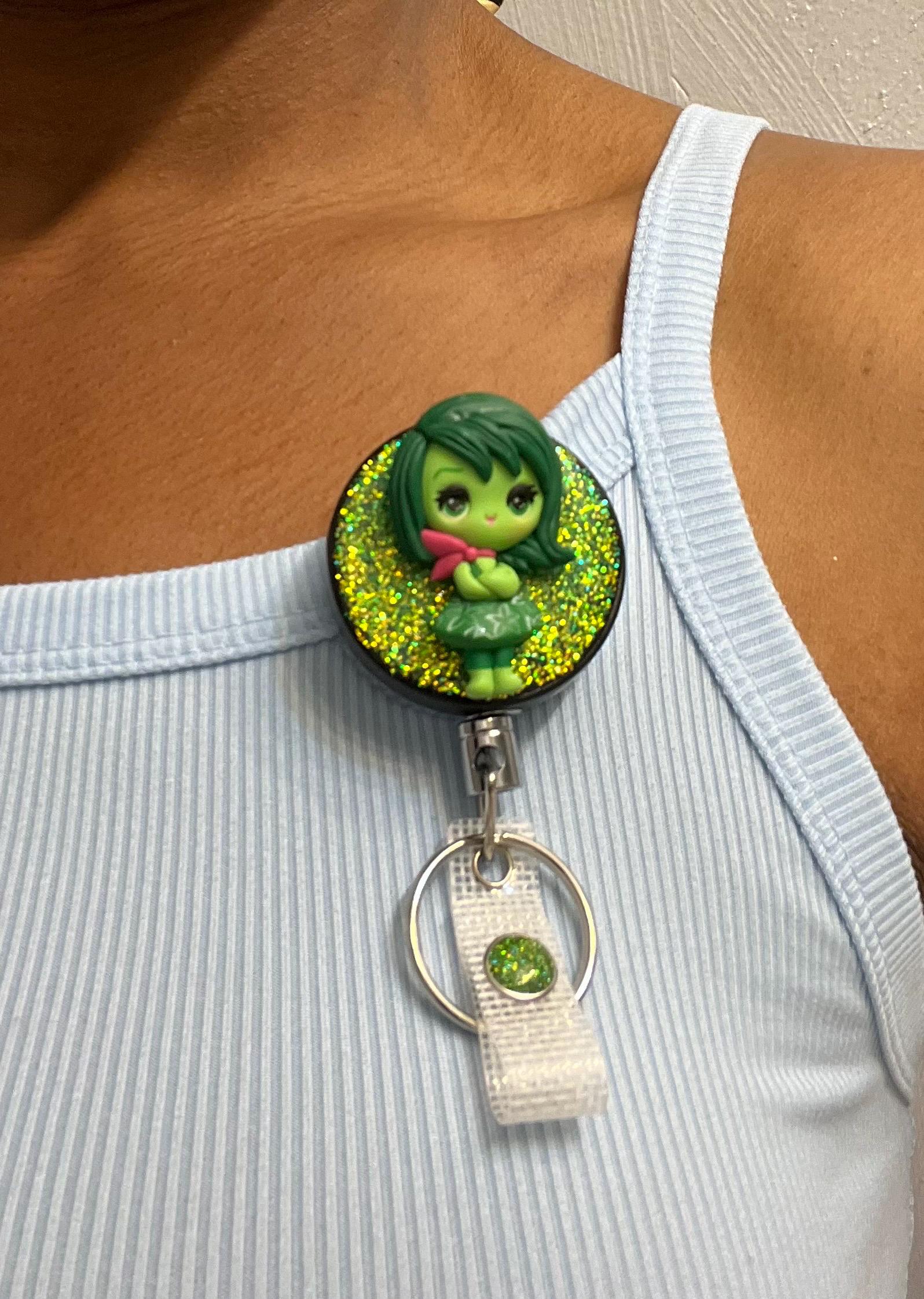 Inside Out Disgust Inspired Retractable Badge Reel, Nurse Badge Reel ...