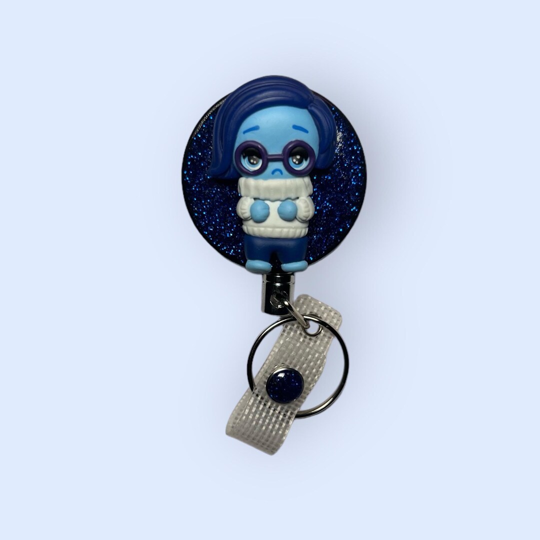 Inside Out Sadness Retractable ID Badge Reel, Nurse Badge Reel, Teacher ...