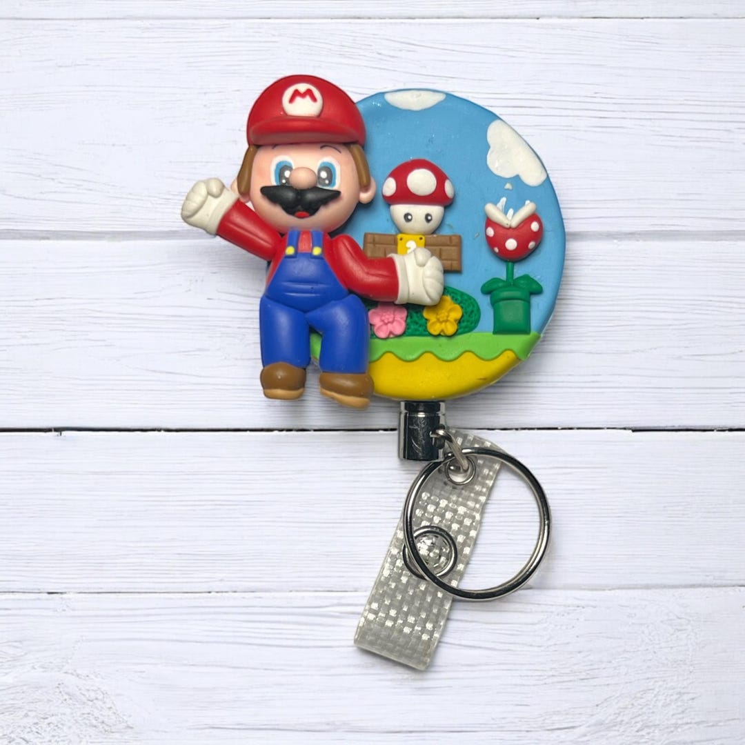 Super Mario Bros Inspired Retractable Badge Reel, Nurse Badge Reel ...
