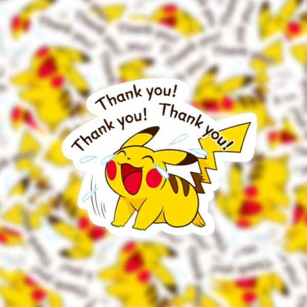 Pikachu Thank You Sticker - Etsy