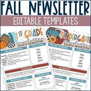 Fall Newsletter Templates - Etsy