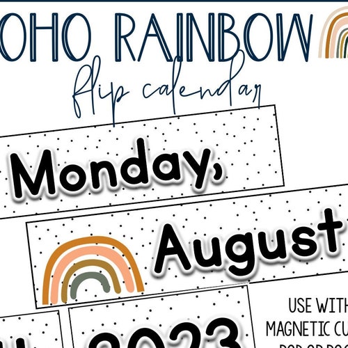 Boho Rainbow Flip Calendar - Etsy