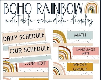 Editable First Day of School Sign Template Back to School Boho Rainbow ...