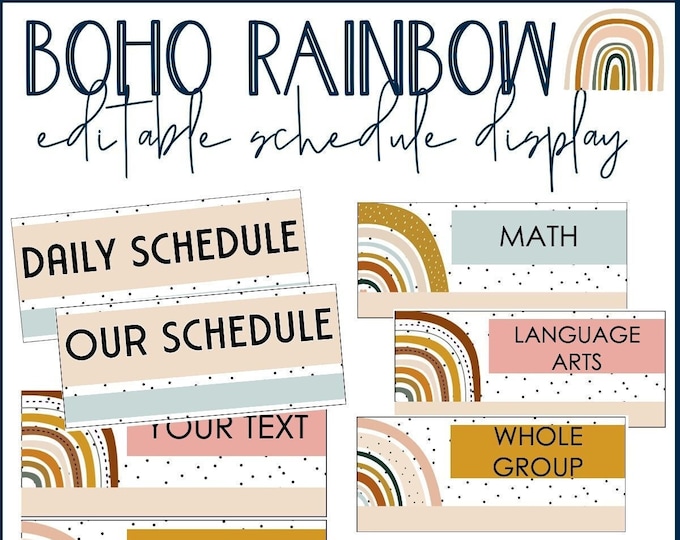 Boho Rainbow Class Schedule Display - Etsy
