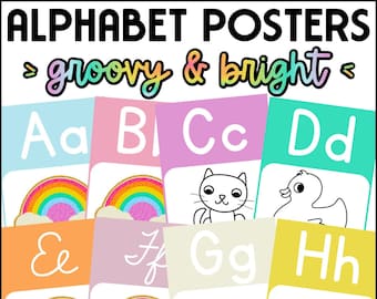 BOHO Groovy Alphabet Posters Classroom Printables Classroom Decor Abc's ...
