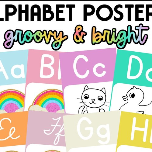 Groovy Classroom Decor Alphabet Posters - Etsy