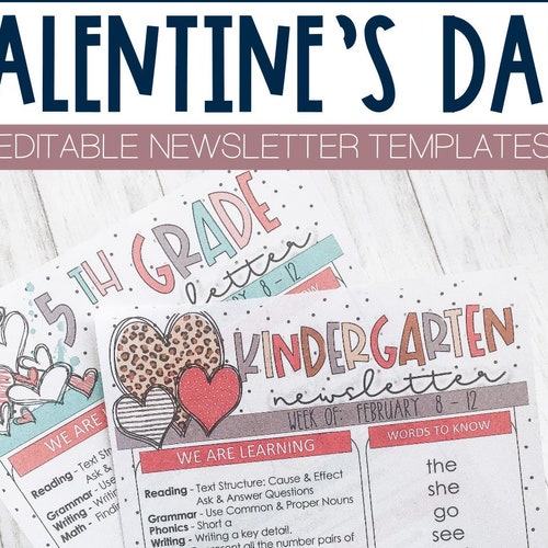 Valentines Day Newsletter Templates - Etsy