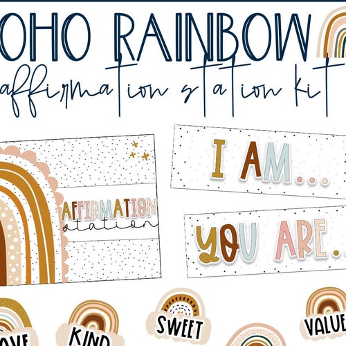 Inspirational Classroom Posters Bundle Boho Rainbow Classroom - Etsy