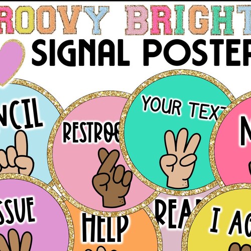 Groovy Classroom Decor Glitter Voice Level Posters - Etsy