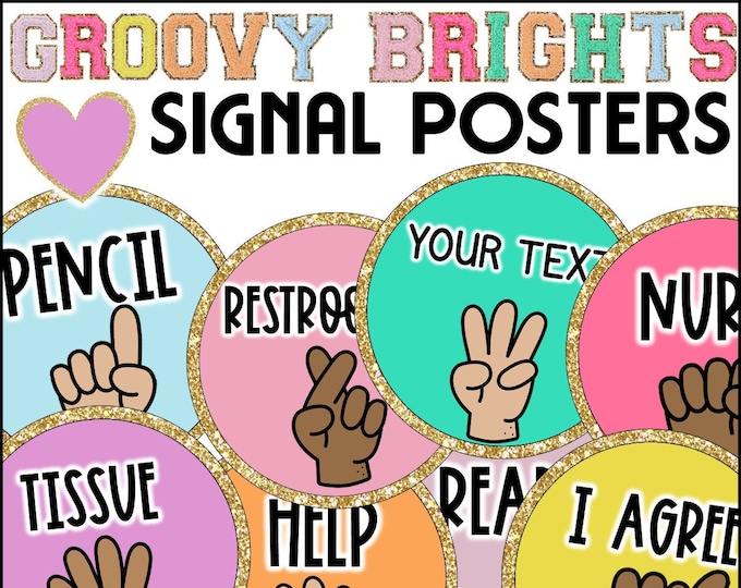 Groovy Classroom Decor Hand Signal Posters - Etsy
