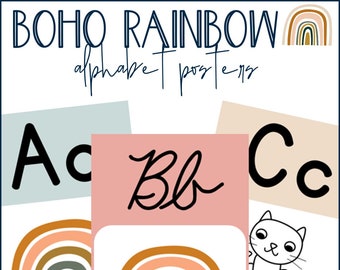 Boho Rainbow Alphabet Posters - Etsy