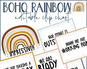 Bright Rainbow Boho Behavior Chart L Editable - Etsy