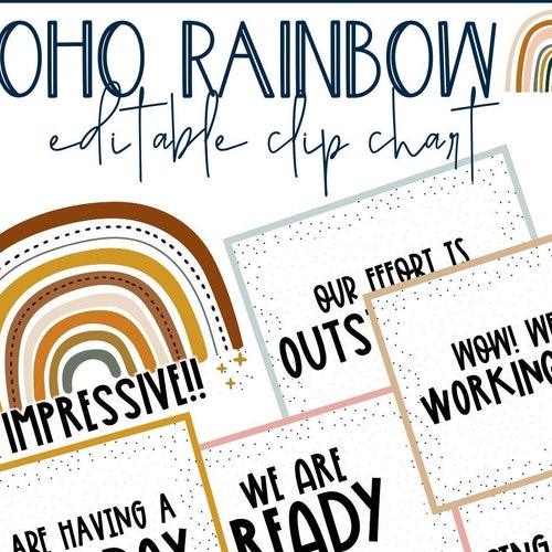 Boho Rainbow Behavior Clip Chart - Etsy