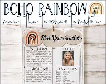 Meet the Teacher Template L Boho Rainbow Style L Value Pack - Etsy