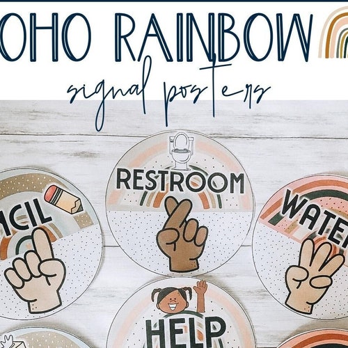 Boho Rainbow Hand Signal Posters - Etsy