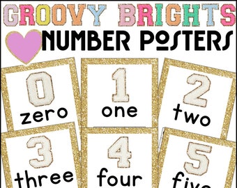 Number Posters Bright Retro Classroom Decor Classroom Printable Posters ...