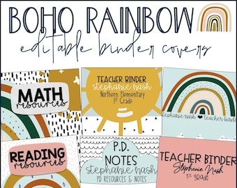 Rainbow Boho Binder Covers - Etsy