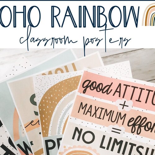 Boho Rainbow Hand Signal Posters - Etsy