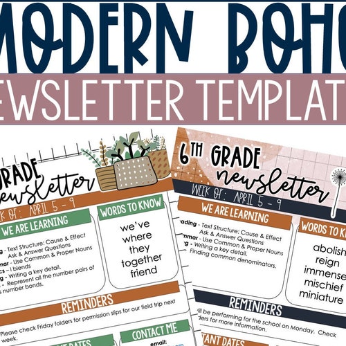 Modern Boho Newsletter Templates - Etsy