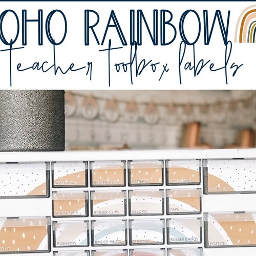 Boho Rainbow Theme Classroom Name Tags Printable Teacher - Etsy