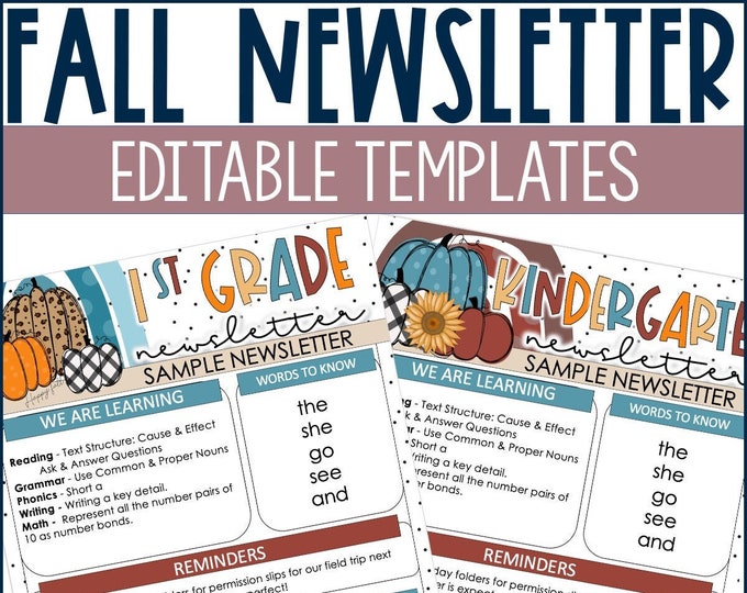 Fall Newsletter Templates - Etsy
