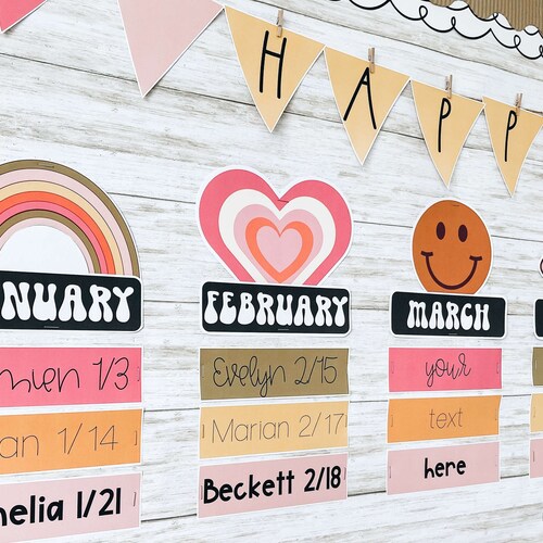 Retro Classroom Decor Calendar Kit - Etsy
