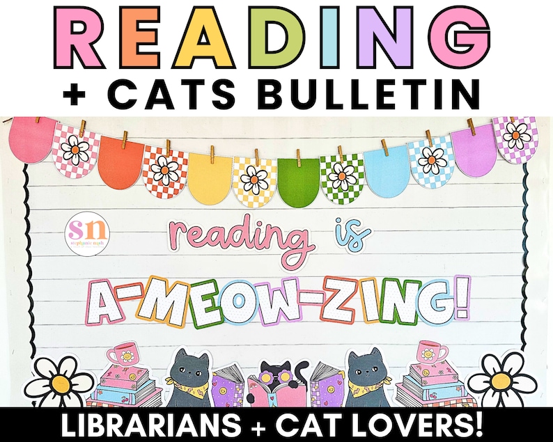 Reading Cats Bulletin Board | Library Bulletin Board Ideas | Reading ...