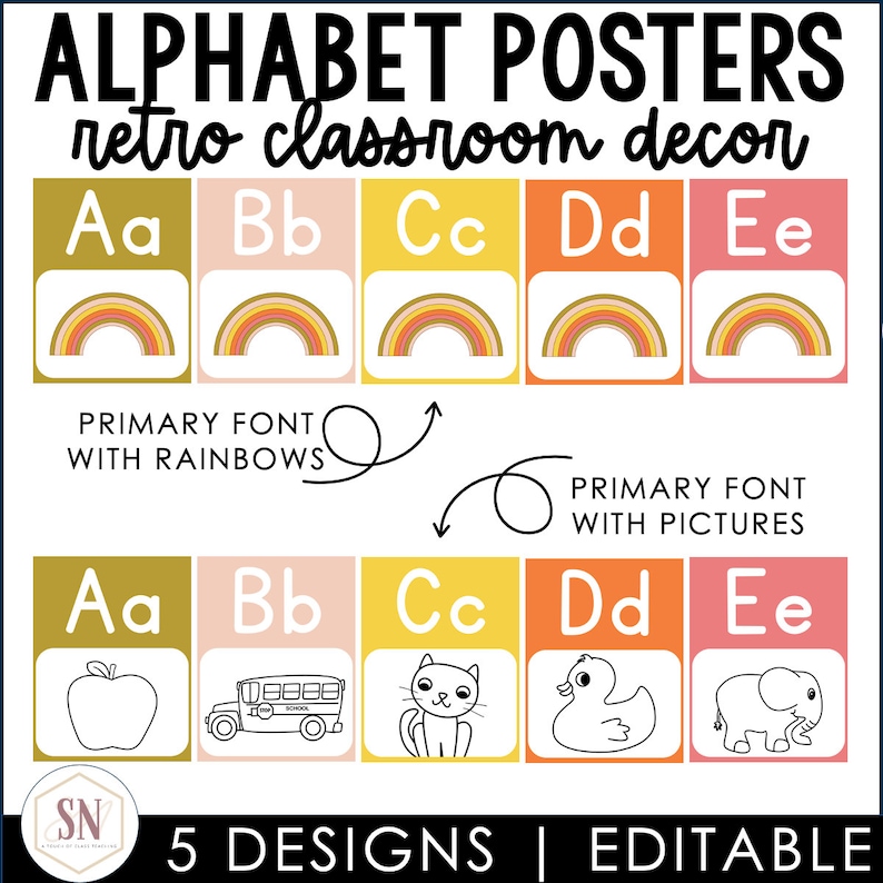 Retro Classroom Decor Alphabet Posters - Etsy