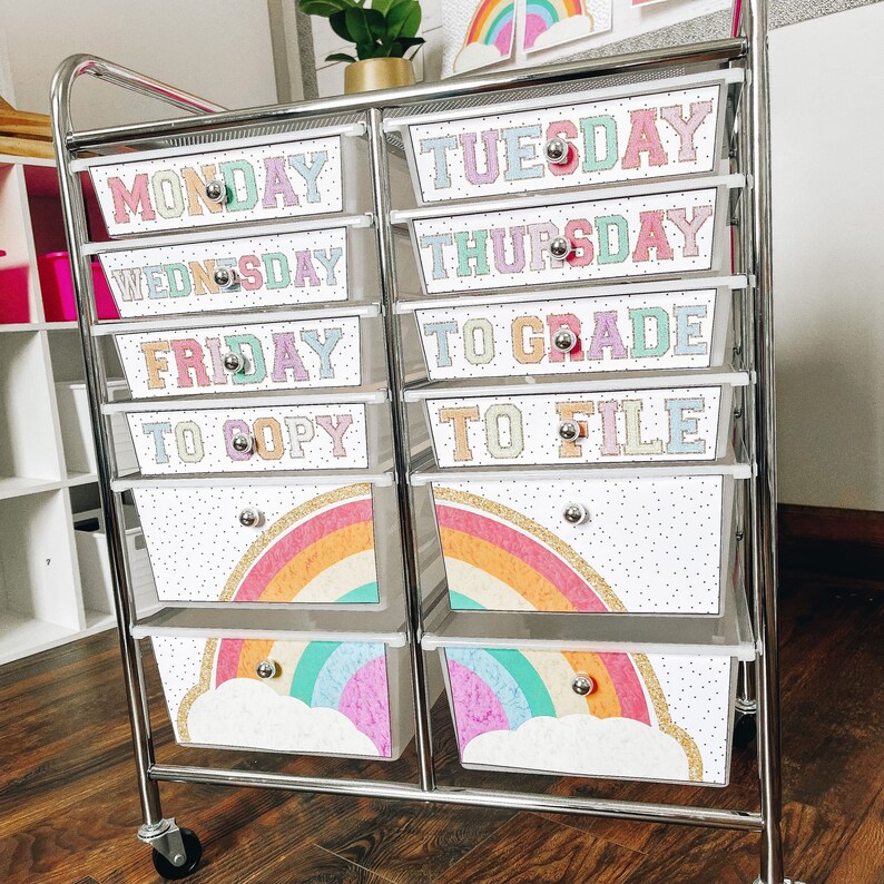 Groovy Classroom Decor 12 Drawer Cart Labels - Etsy