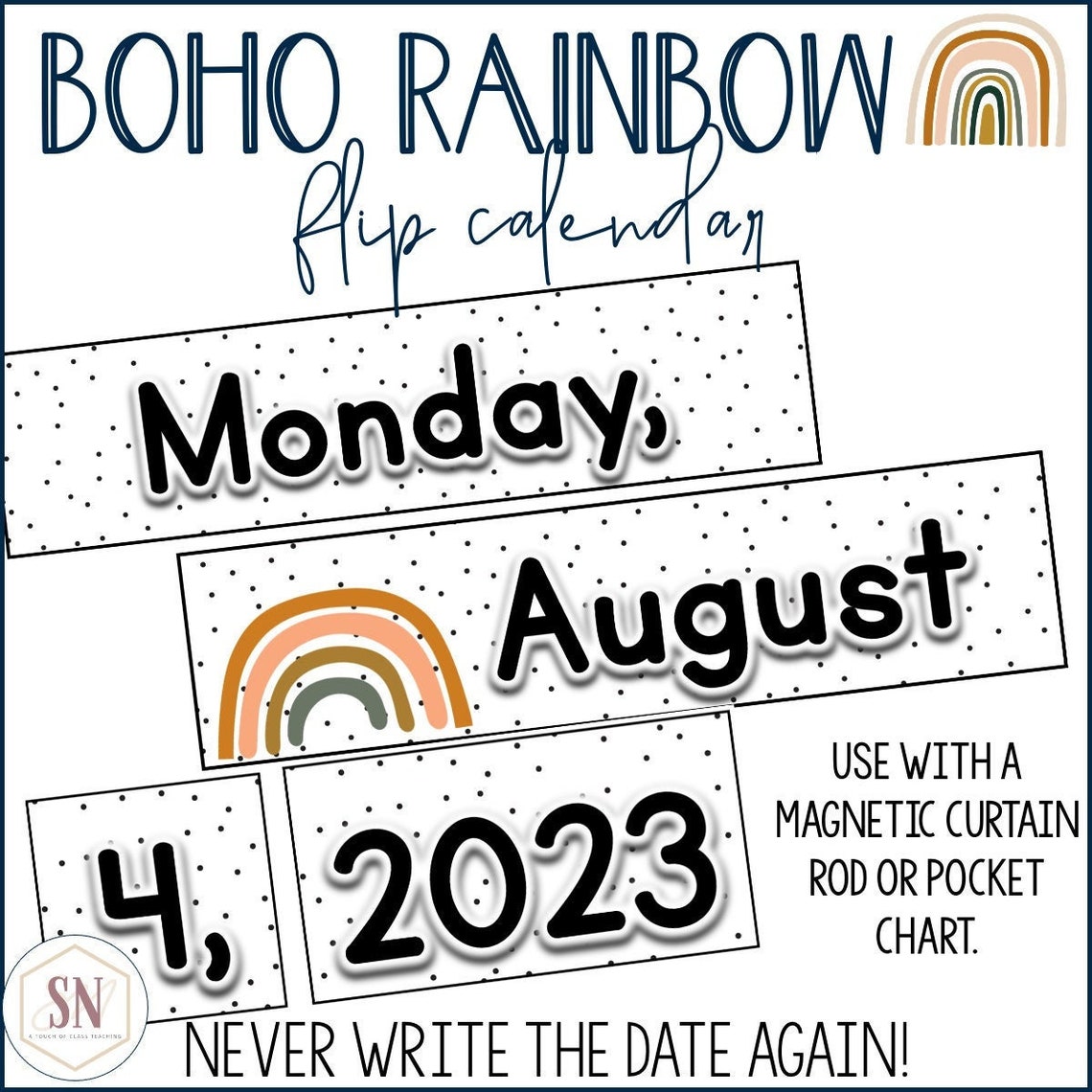 Boho Rainbow Flip Calendar - Etsy