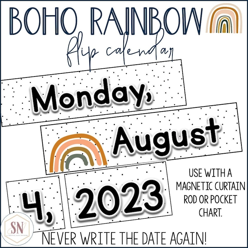 Boho Rainbow Flip Calendar - Etsy