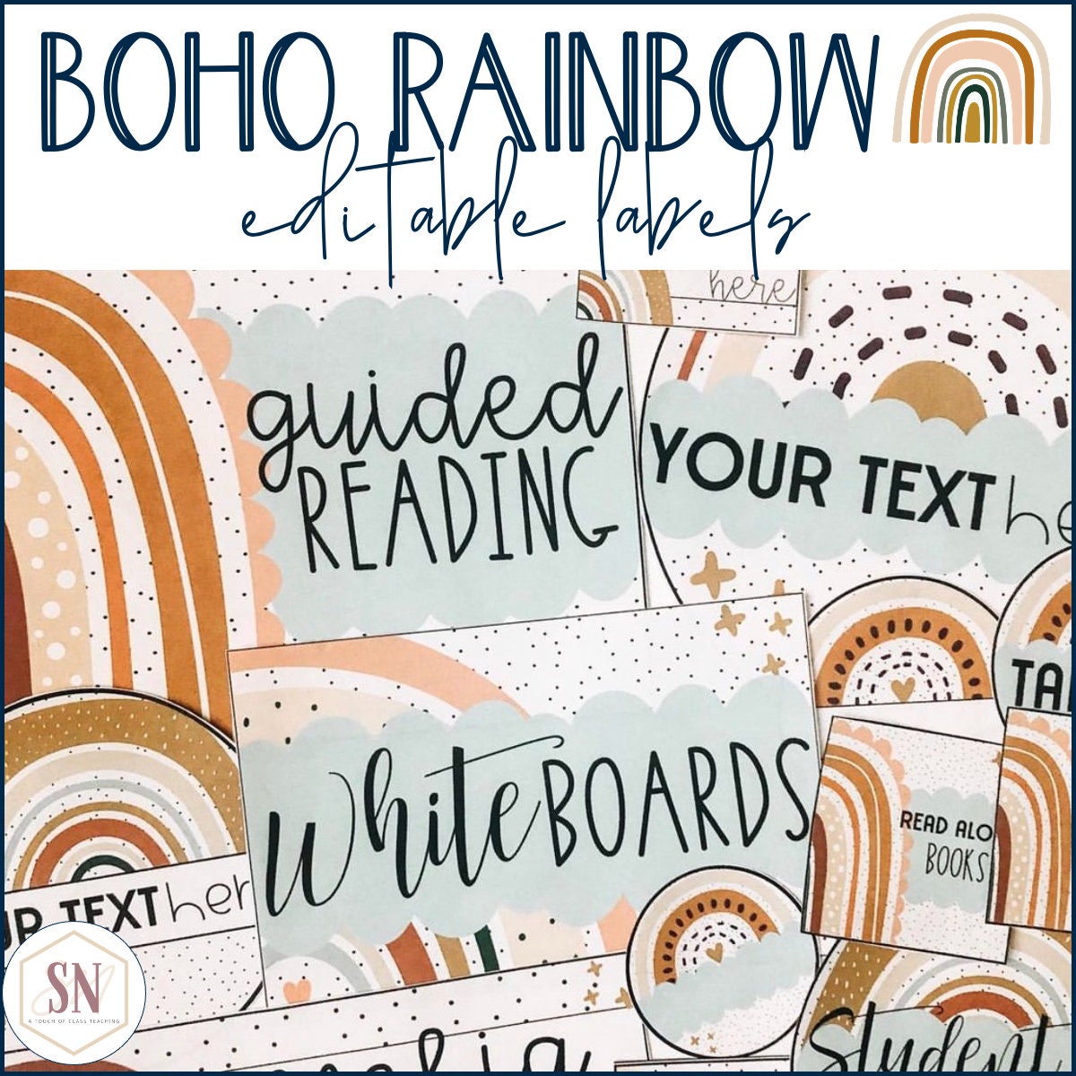 Boho Rainbow Editable Labels - Etsy UK