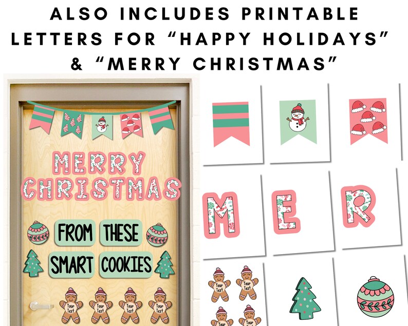 Christmas Door Decor | December Door Decor | Editable | Happy Holidays ...