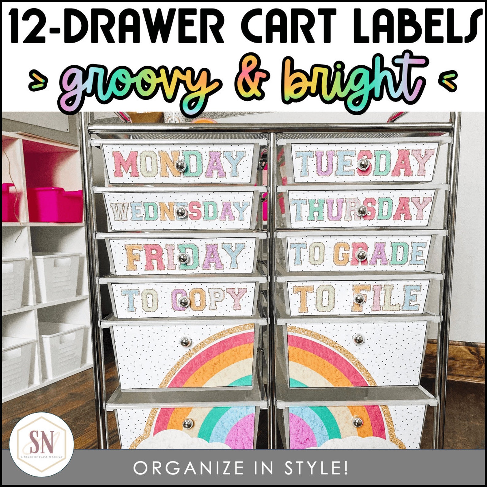 Groovy Classroom Decor 12 Drawer Cart Labels - Etsy