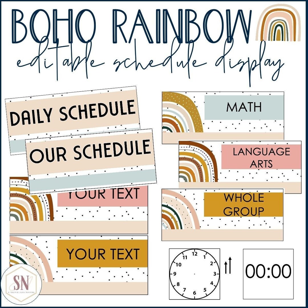 Boho Rainbow Class Schedule Display - Etsy