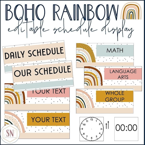 Boho Rainbow Class Schedule Display - Etsy
