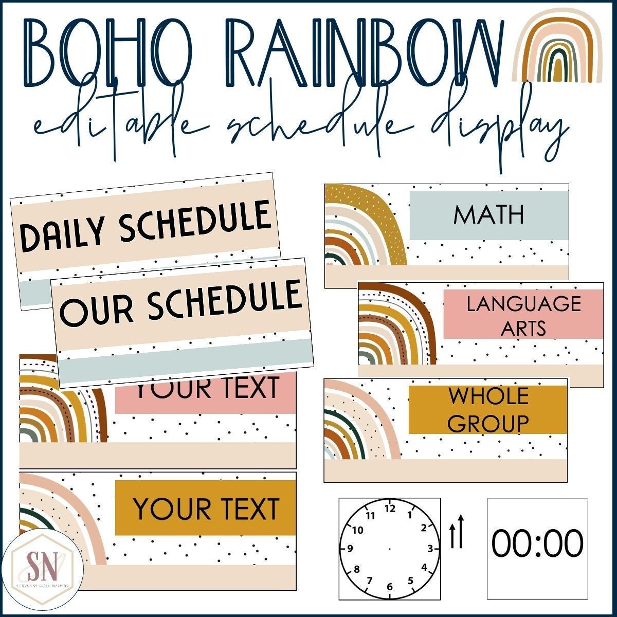 Boho Rainbow Class Schedule Display | Etsy