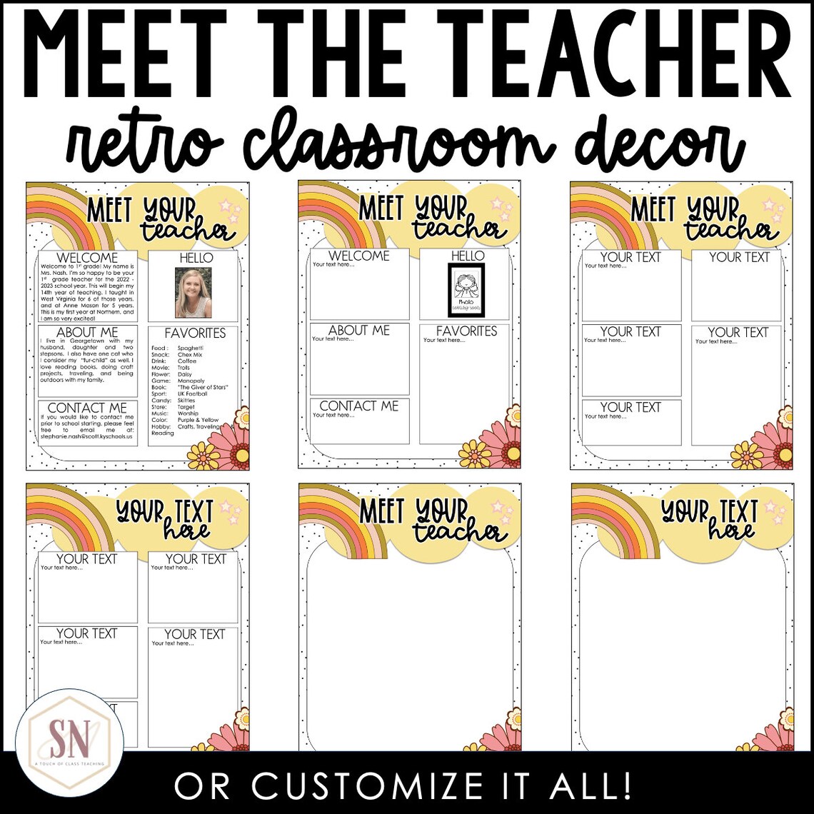 Retro Classroom Decor Meet the Teacher Templates - Etsy